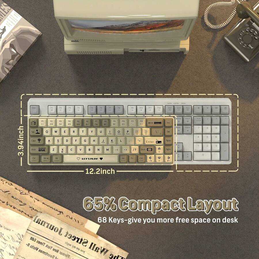 AJAZZ AK680 65% Wired Hotswap Mechanical Keyboard,68-Key Portable Full ...