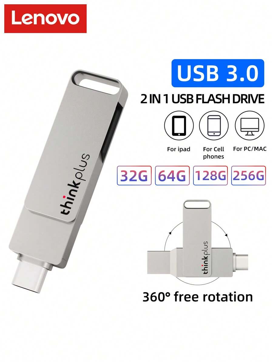Lenovo Lenovo 32GB Type C Flash Drive 2 In 1 OTG USB 3.2 + USB C Memory ...