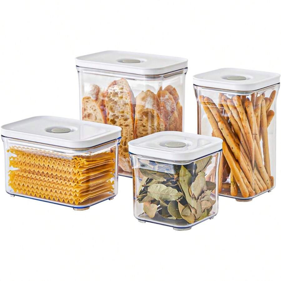 4-Piece Airtight Food Storage Containers, 100% Leak Proof, Keep Food ...