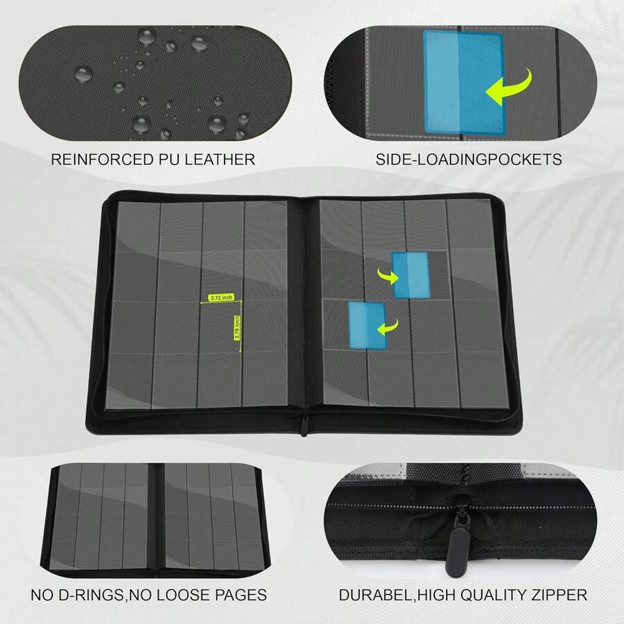 16-Pocket Card Binder, Ringless Side Loading Card Holder Album, Holds ...