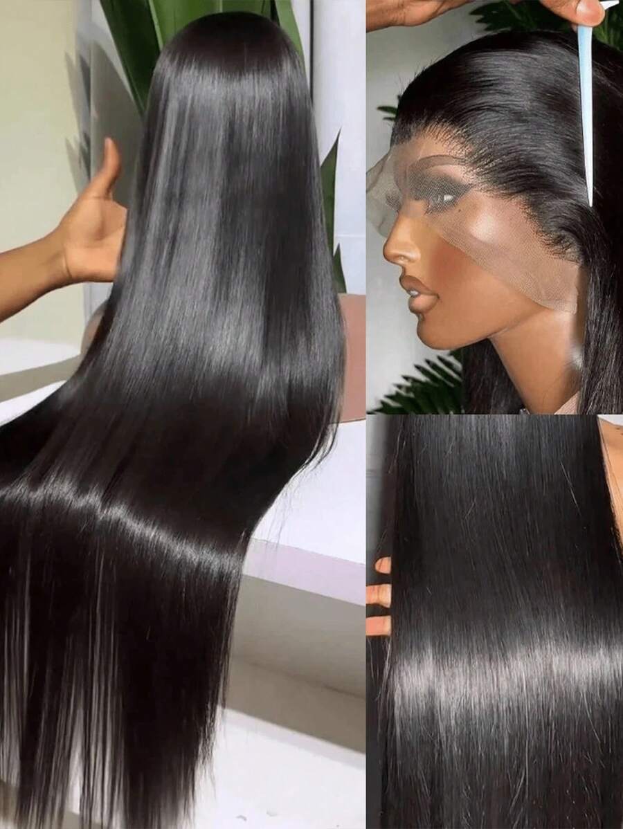 13x4 Silky Straight Transparent Lace Front Wig Virgin Human Hair Wear ...