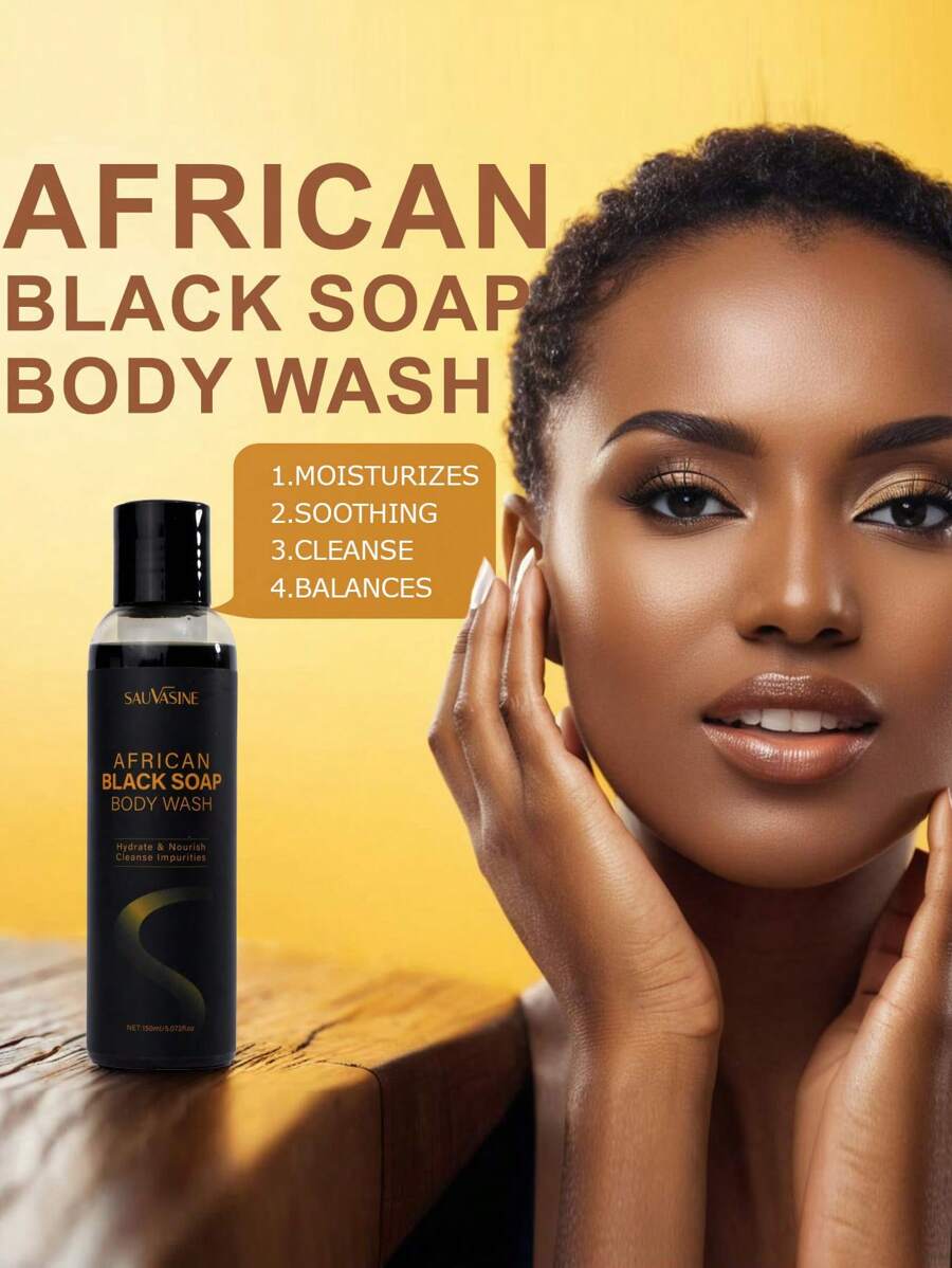 LANTHOME African Black Soap Body Wash - Exfoliating And Clarifying ...