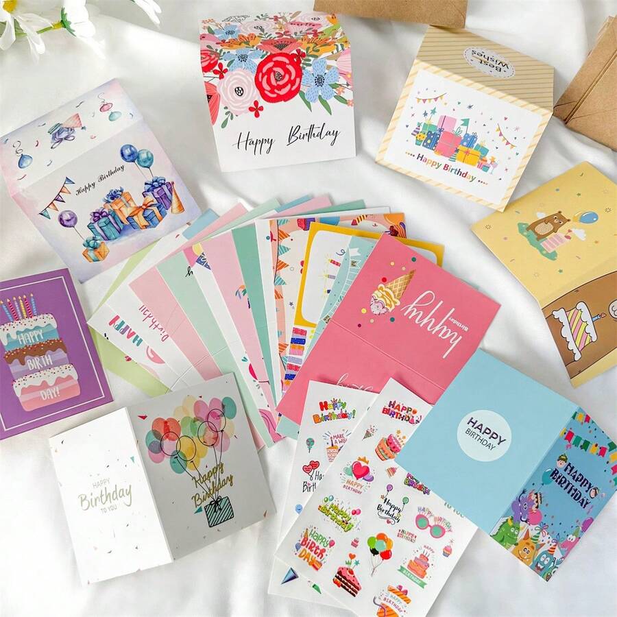 Happy Birthday Cards Combination Set With Envelope For Kids DIY ...