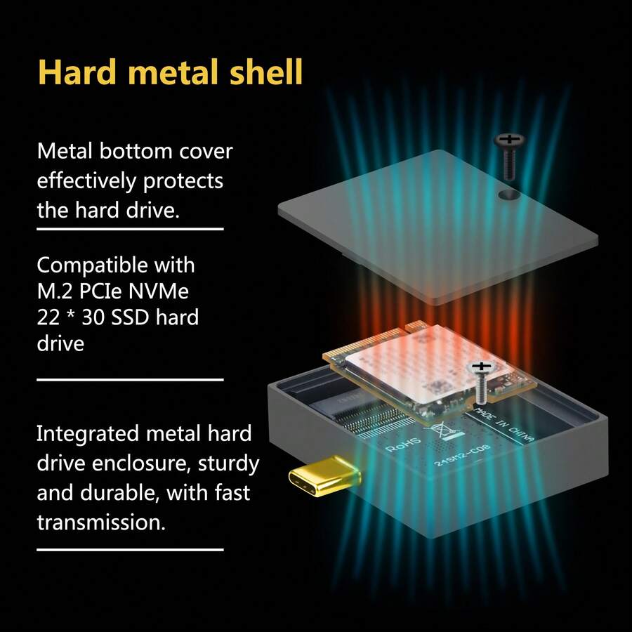 SSD CASE 2230 M.2 NVMe SSD Enclosure USB3.2 Gen2 10Gbps To NVMe PCIe M ...