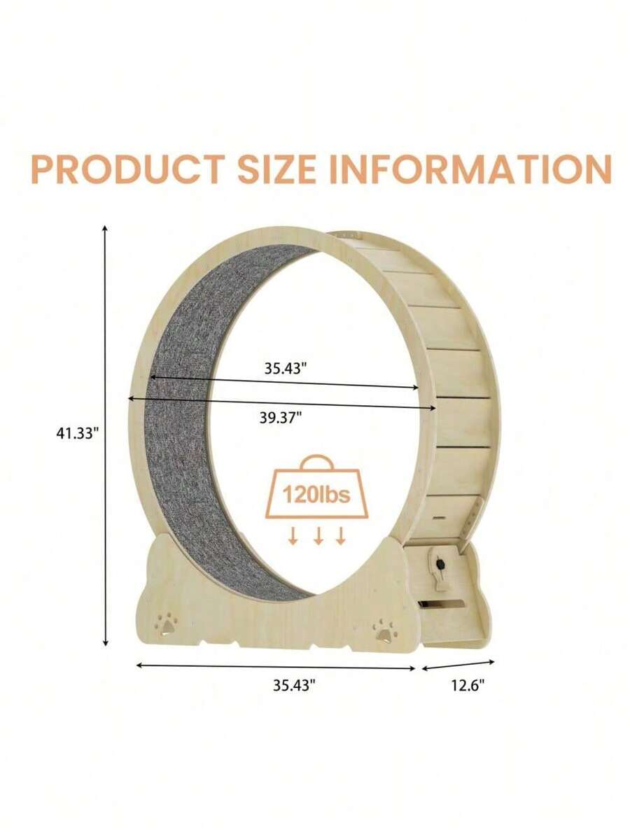 Large Cat Exercise Wheel 40 Inch, Solid Wood Cat Wheel Exerciser For ...