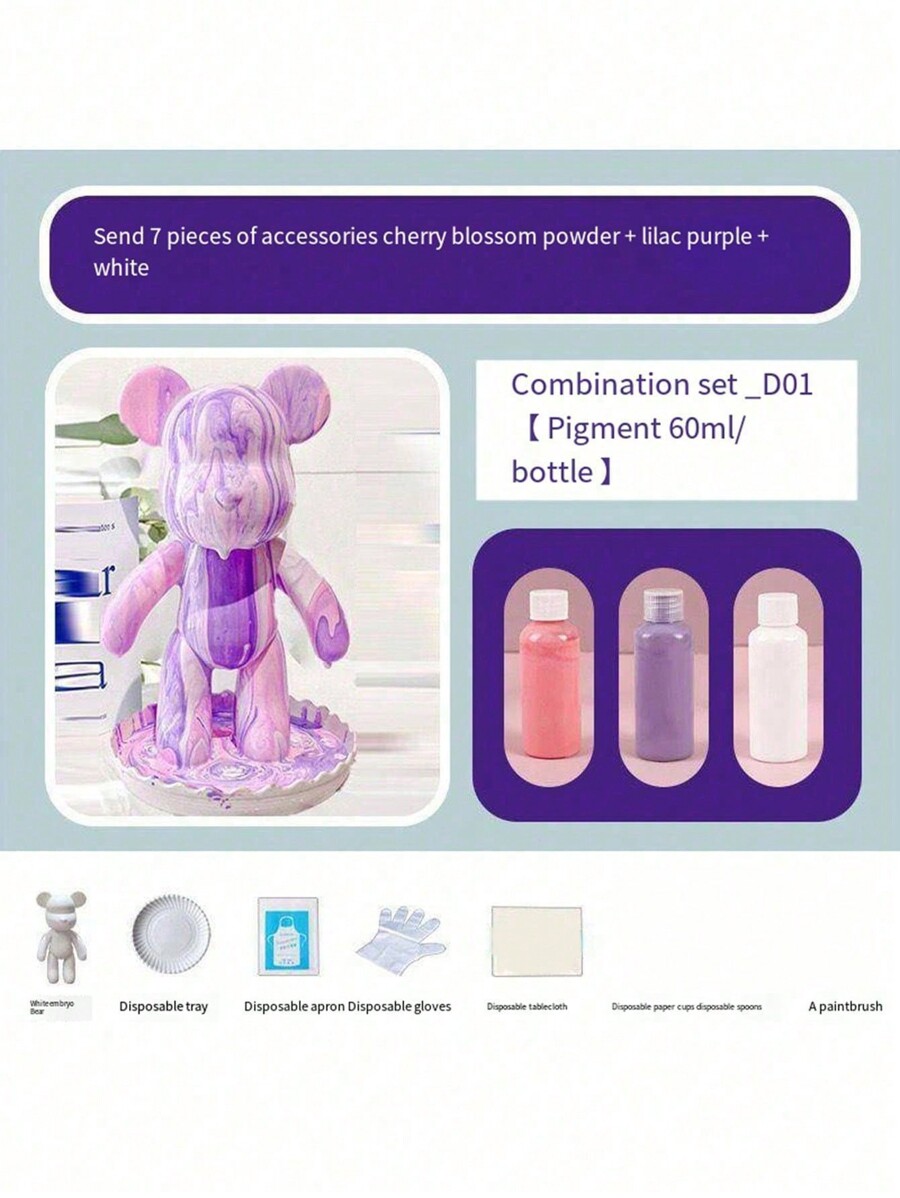 Creative Fluid Bear With White Primer Paint, Hand-Painted, DIY Handmade ...