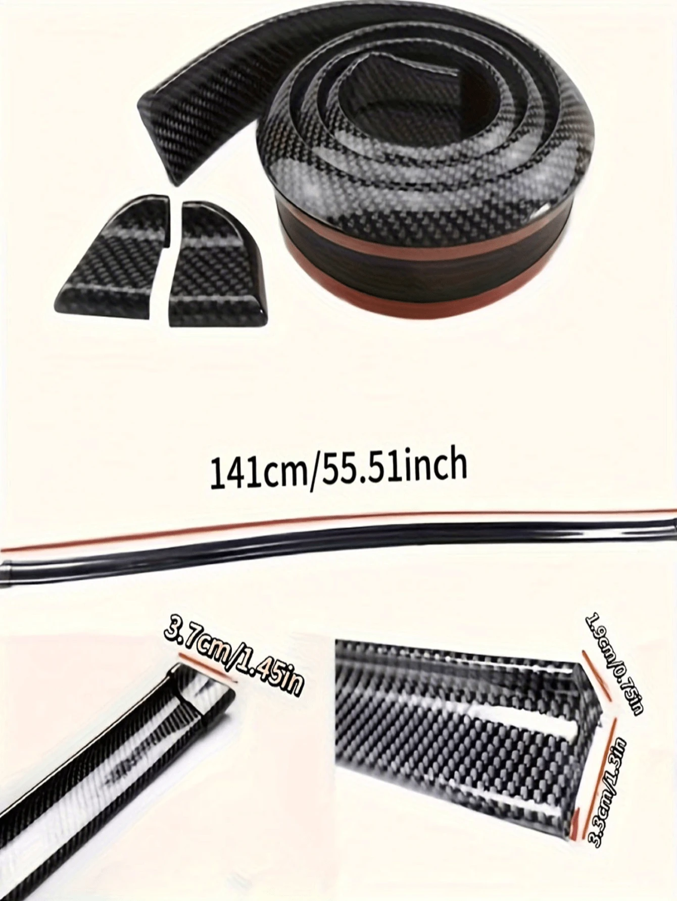 1.5m-3.5cm Carbon Fiber Texture Universal Car Spoiler Wing, DIY Car ...