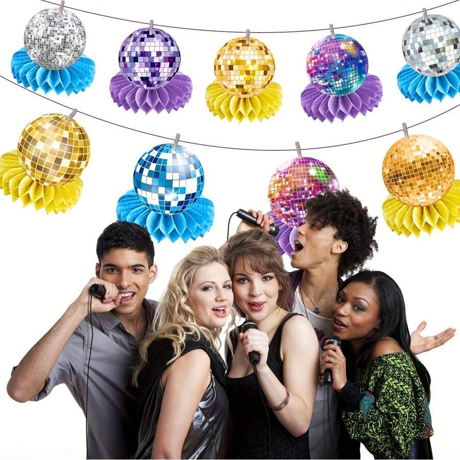 9pcs Disco Ball Party Honeycomb Centerpieces Back To 70s 80s Party ...