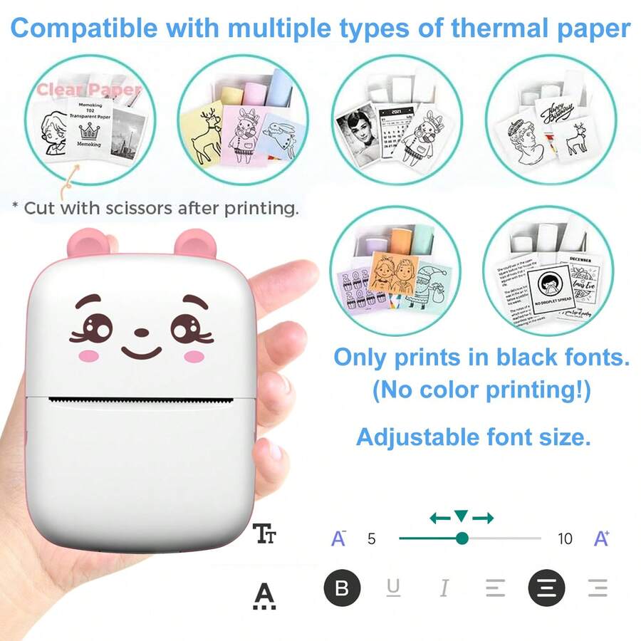 Printer,Portable Printer Sticker Maker,Mini Study Thermal Printer For ...