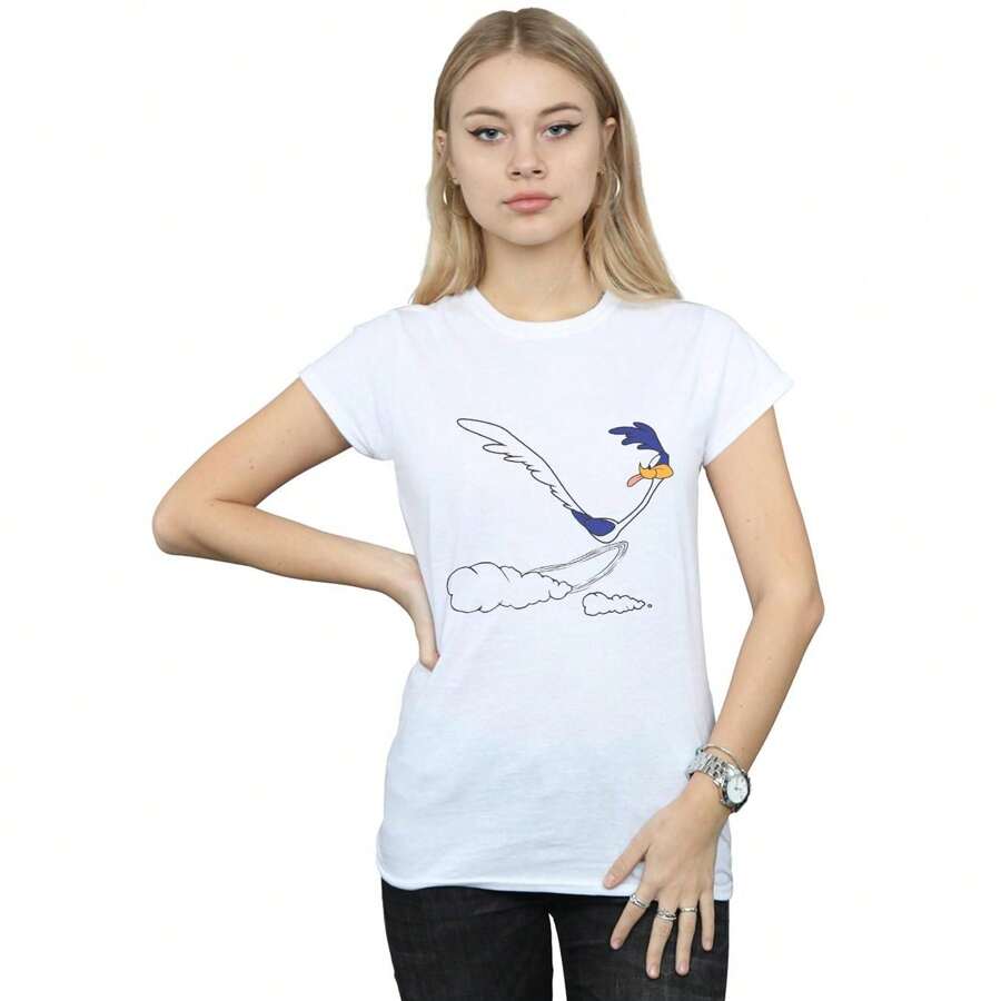 LOONEY TUNES Womens/Ladies Road Runner Running Cotton T-Shirt (White ...