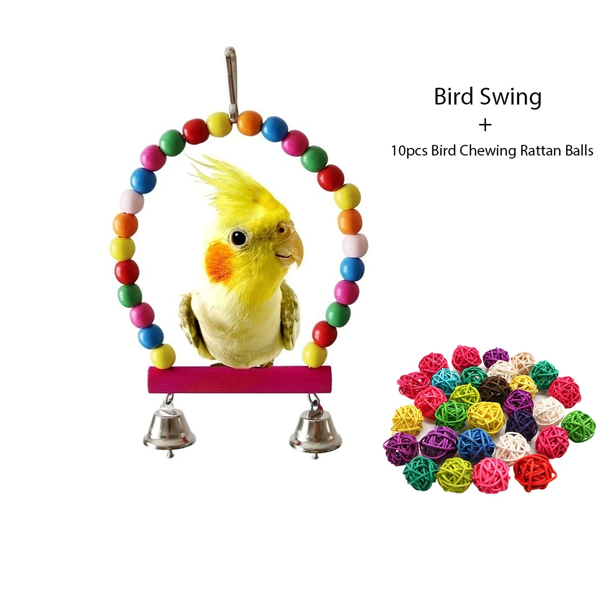 Bird Toys, Parrot Swing With 10Pcs Bird Chewing Rattan Balls, Bird ...