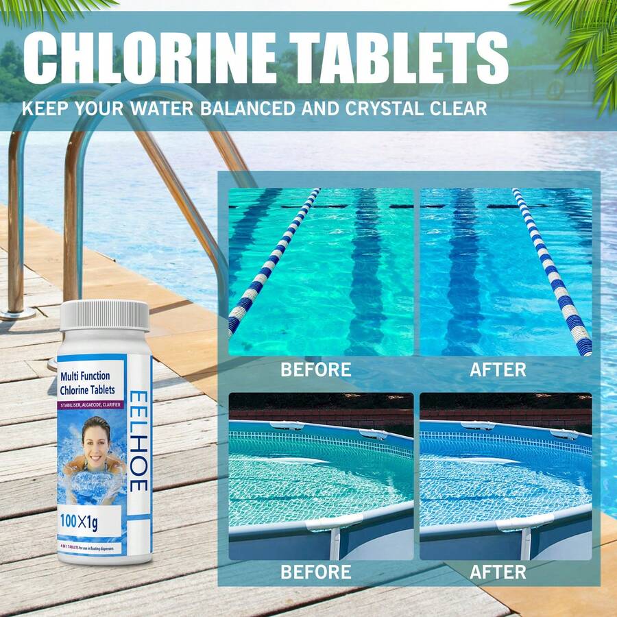Swimming Pool Effervescent Chlorine Tablets Water Quality Cleaning ...