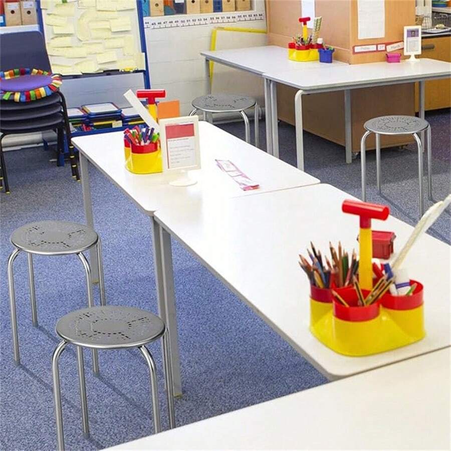 Classroom Stools Set Of 6, 17.5-Inch Height Backless Metal School ...