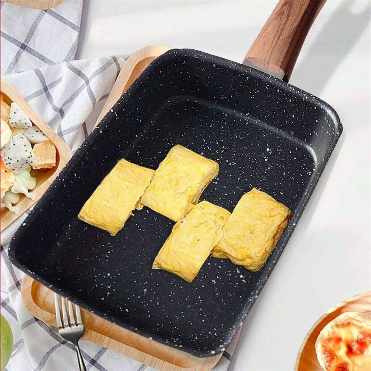 Japanese Style Tamago Egg Pan Non-Stick Cookware With Wooden Handle ...