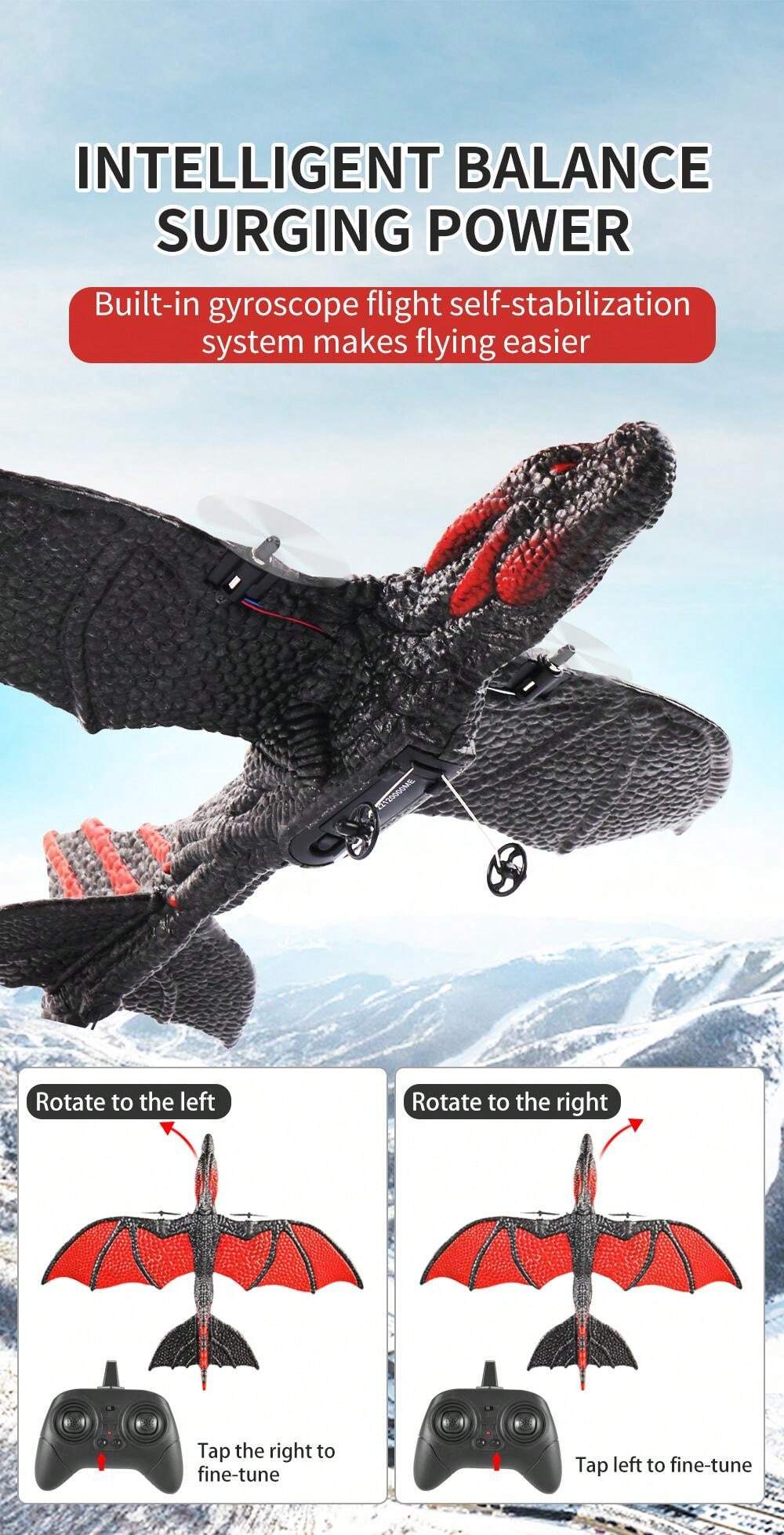 DEERC RC Airplane, 2.4GHz RC Dragon Airplane Toy, 2CH 6-Axis Gyro ...