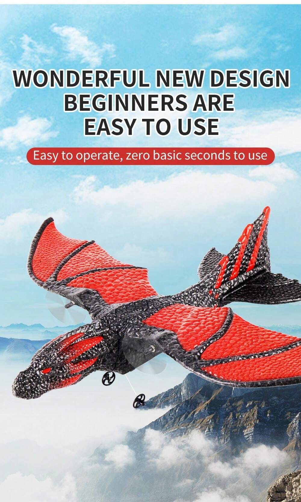 DEERC RC Airplane, 2.4GHz RC Dragon Airplane Toy, 2CH 6-Axis Gyro ...