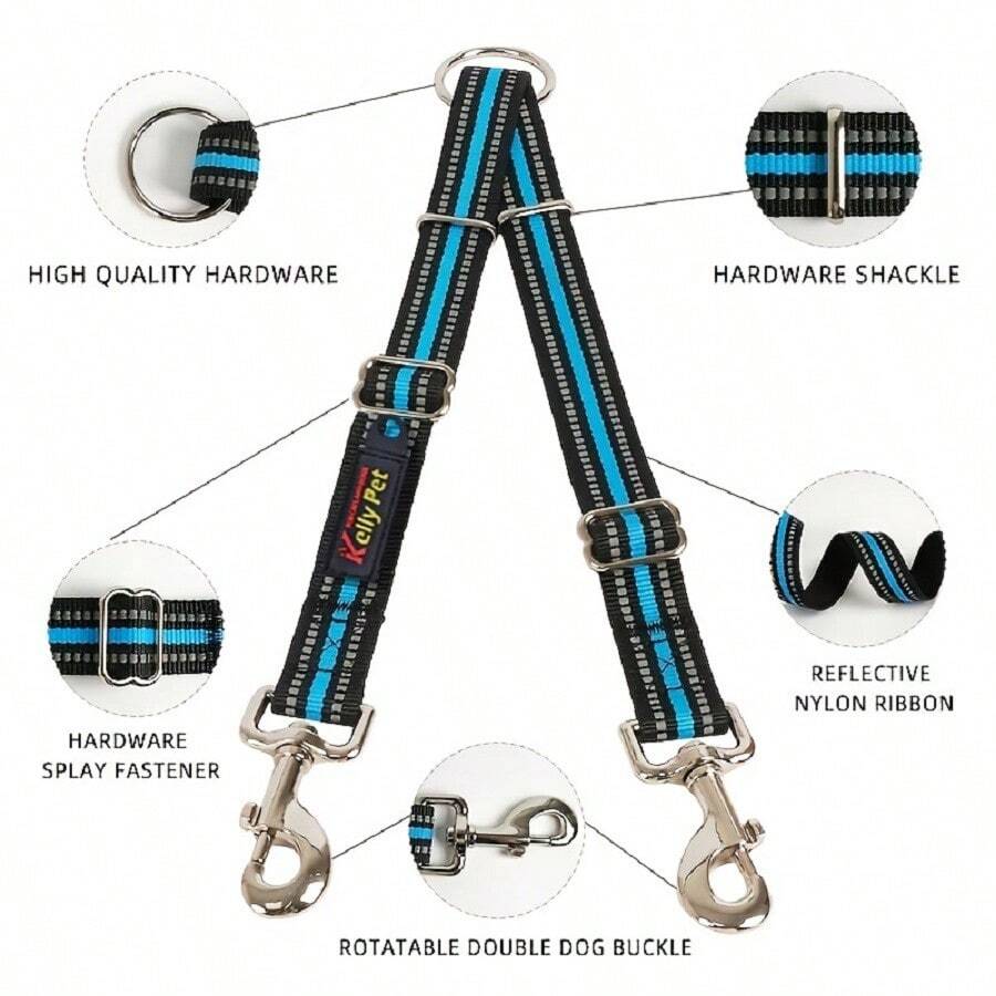 1pcs/Set 2-In-1 Nylon Reflective Dogs Leash, Dual Dog Leash For Walking ...