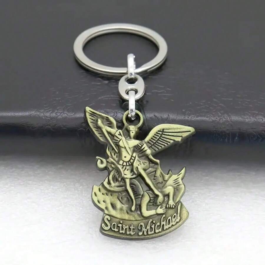 Archangel Michael Keychain - Zinc Alloy Religious Keychain, Elegant ...