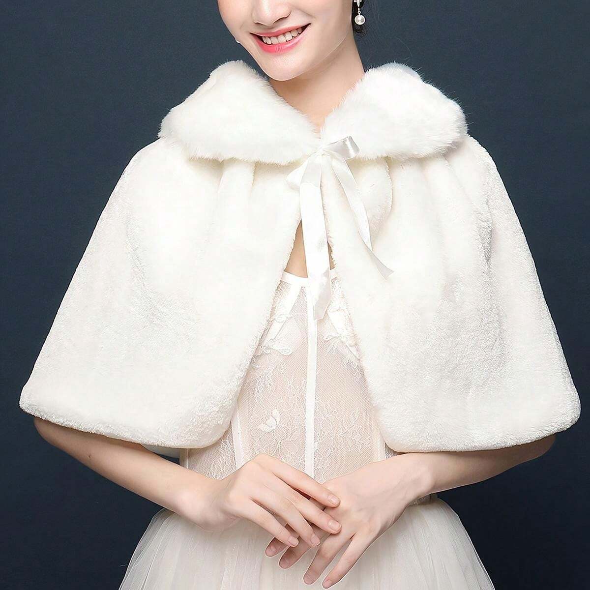 The Bride's Elegant White Fluffy Shawl - A Warm, Windproof, And Snow ...