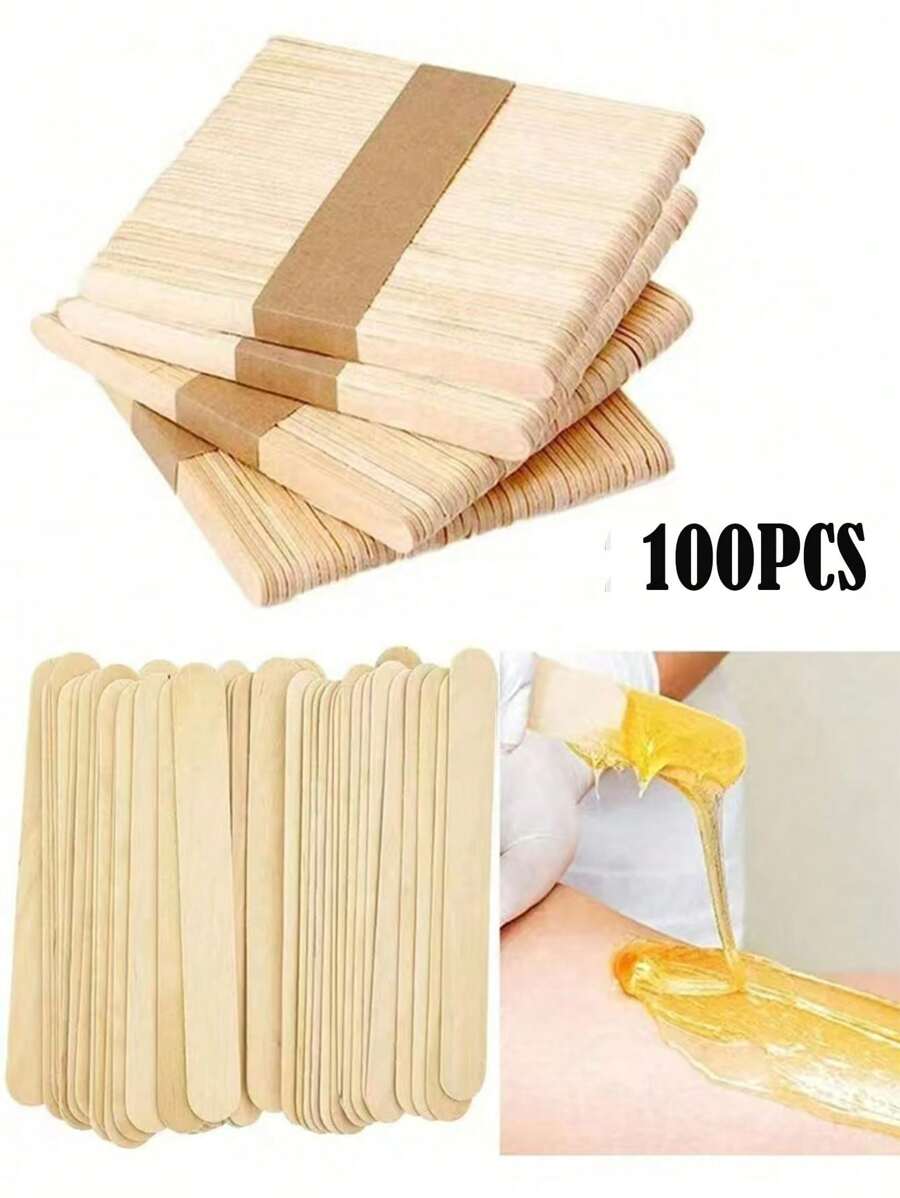 150mm Wax Wood Stick, 100pcs/50pcs/10pcs Of Wood Wax Scraper Applicator, Body Hair Removal ...