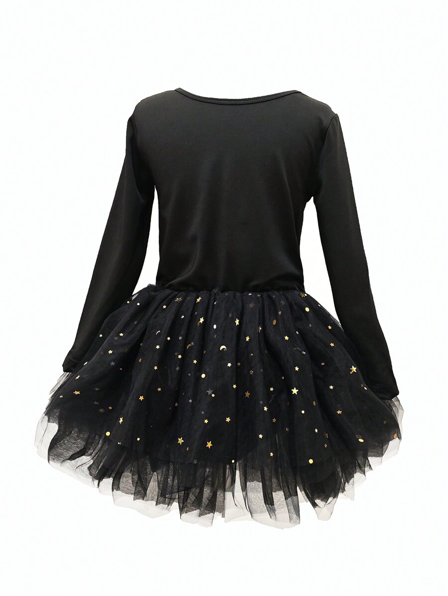 Young Girl Black Sequin Long Sleeve Tulle Ballet Dress, Black Swan ...