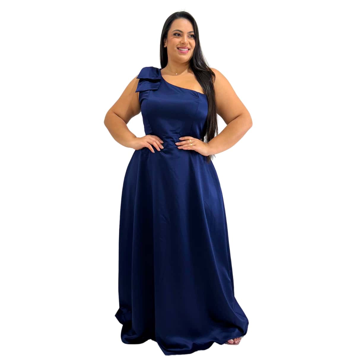 Holy Lia Vestido Festa Longo Feminino Plus Size De Um Ombro Só Laço ...