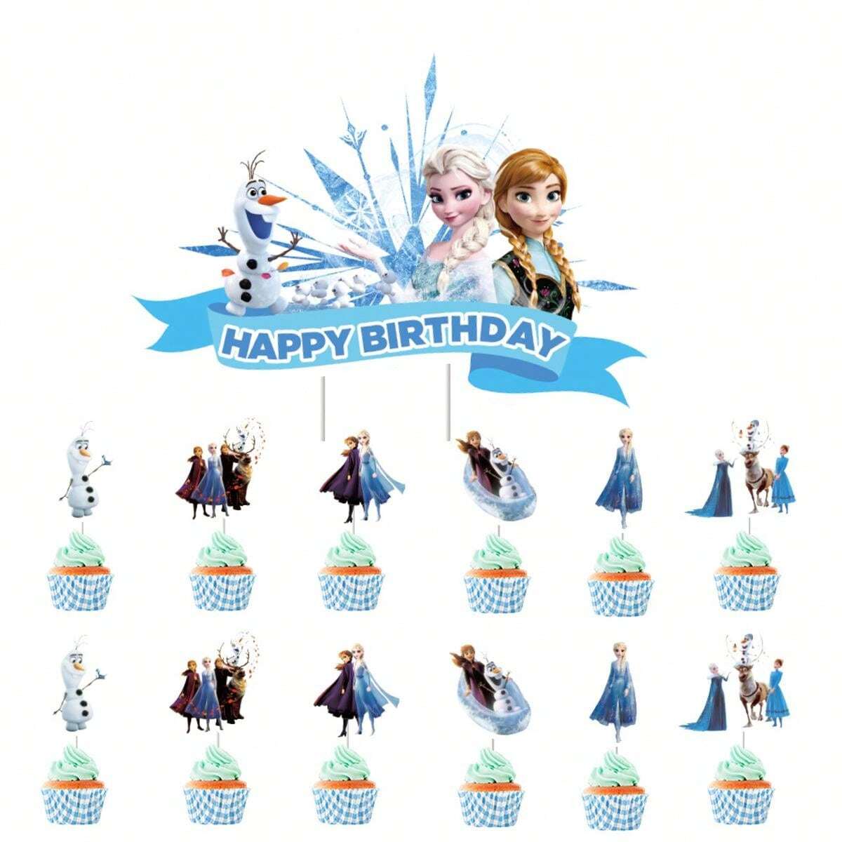 Disney Frozen Elsa Princess Themed Birthday Cake Toppers Stitch Cake ...