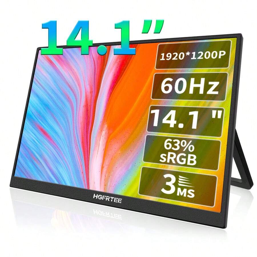 HGFRTEE 14inch Ultra Narrow Frame Portable Monitor 1920*1200 60Hz Built ...