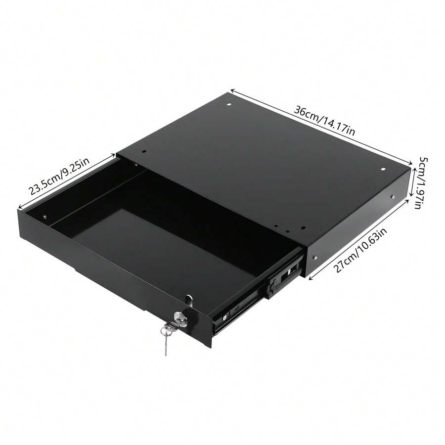 14" X 10.6" X 2" Under Desk Mounted Sliding Pull-Out Drawer With Locker ...