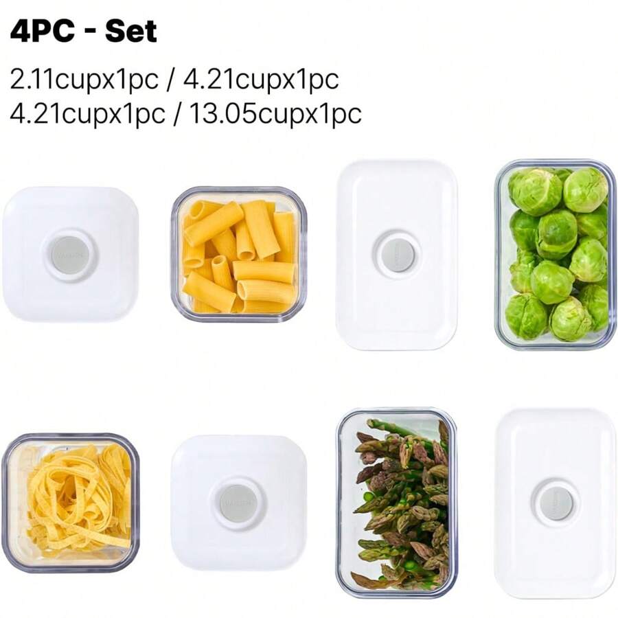 4-Piece Airtight Food Storage Containers, 100% Leak Proof, Keep Food ...
