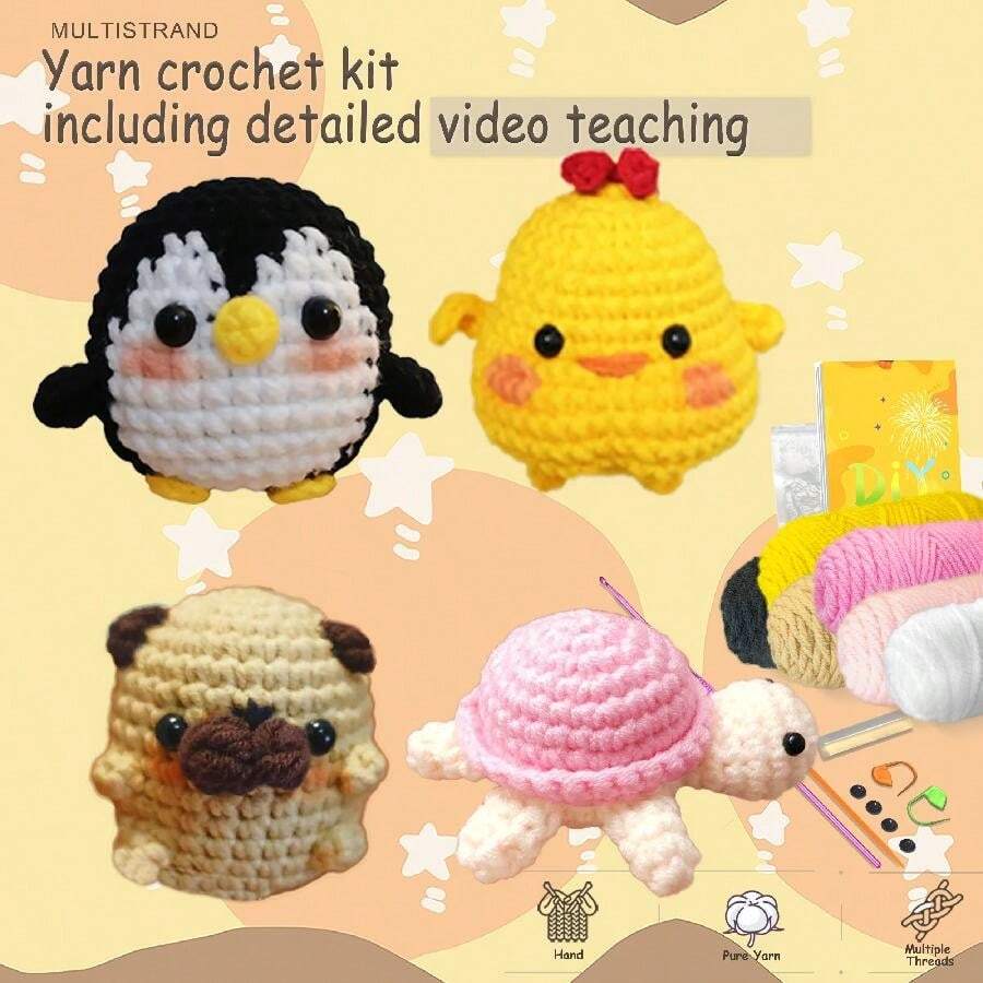 DIY Häkelset für Anfänger, Amigurumi gefüllte Pflanzen - Geschenk Tier Häkel-Starterset Komplett ...