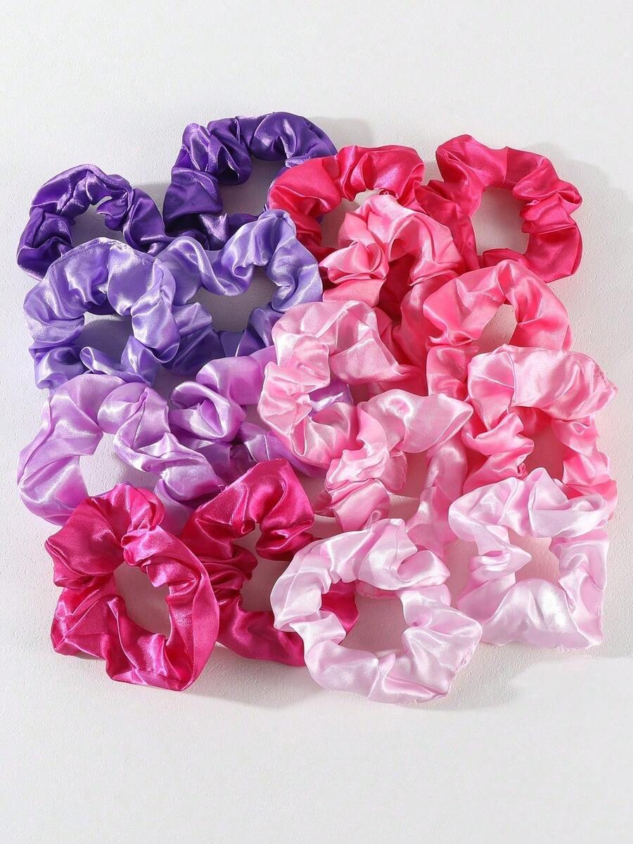 30 Pcs Random Color Satin Scrunchies Hair Ties For Girls, Elastic Hair ...