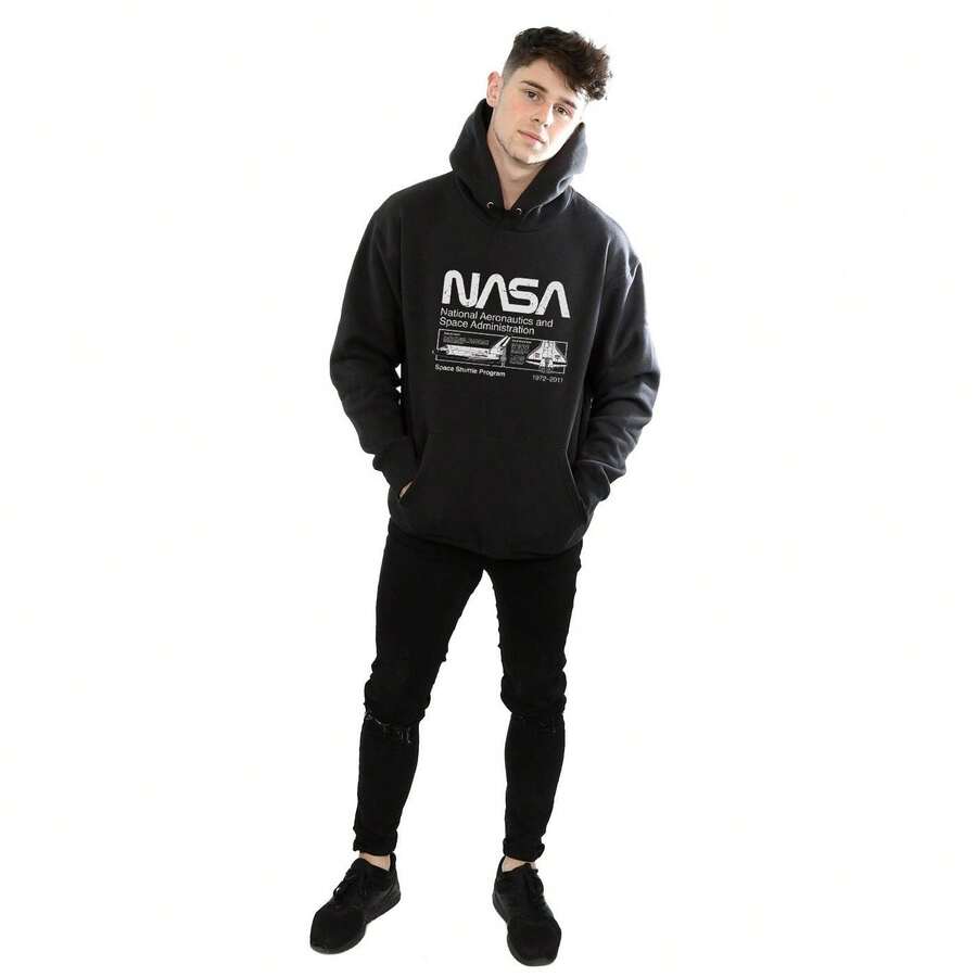 NASA Mens Space Shuttle Hoodie (Black) | SHEIN USA
