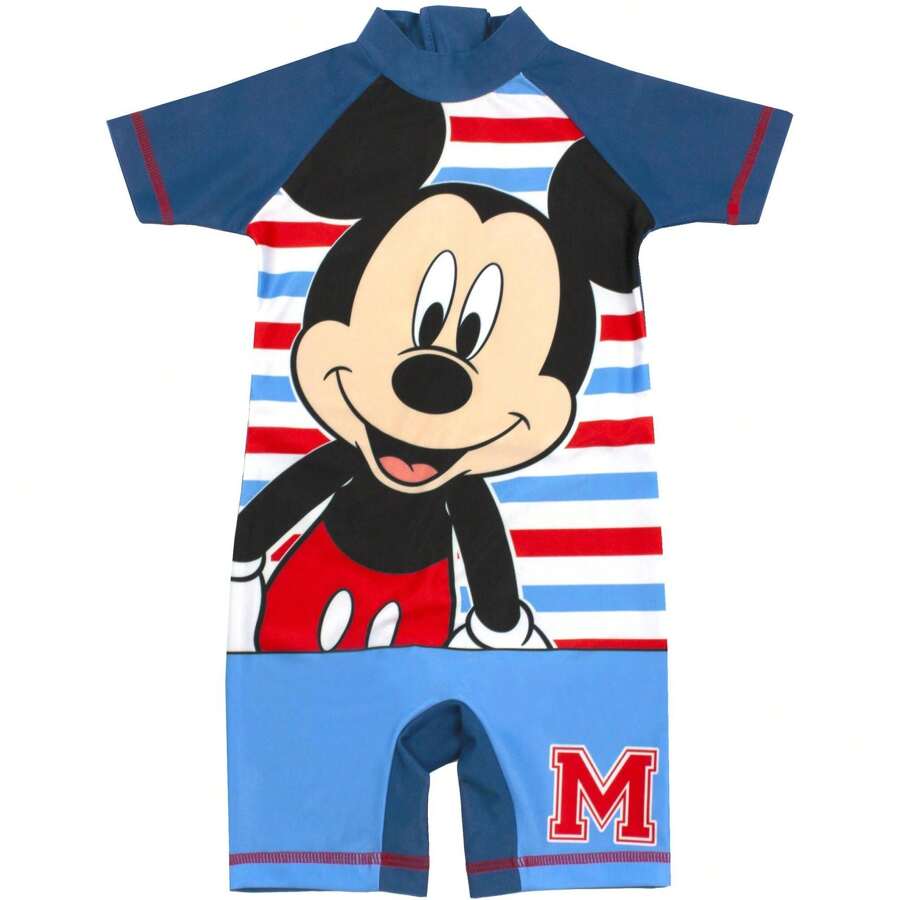 Disney Boys Sunsafe Mickey Mouse One Piece Bathing Suit (Blue) | SHEIN USA