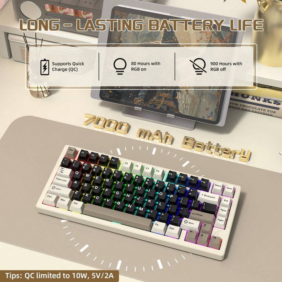 ATTACK SHARK X75 Aluminum CNC Wireless Mechanical Gaming Keyboard, BT/2 ...