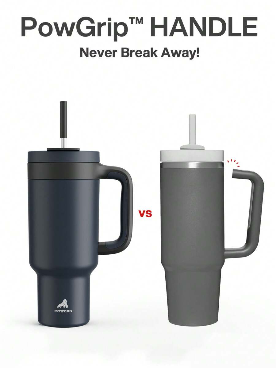 Powcan 40 Oz Caneca Com Alça, 2 em 1 Tampa de Canudo e Para Beber, À ...