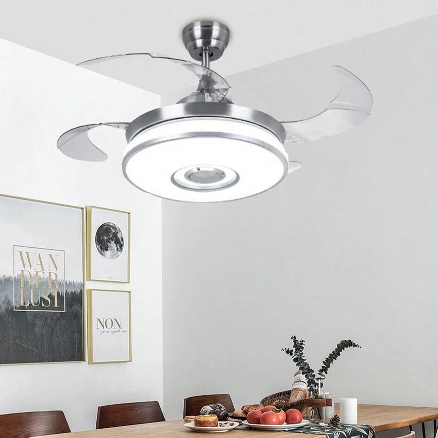 42-Inch Ceiling Fan With Light, Modern LED Chandelier Fan With Remote ...