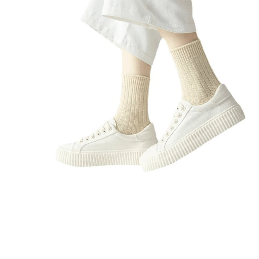 Women's Plain Colored Crew Socks, Absorbing, Letter Design, For Fall ...