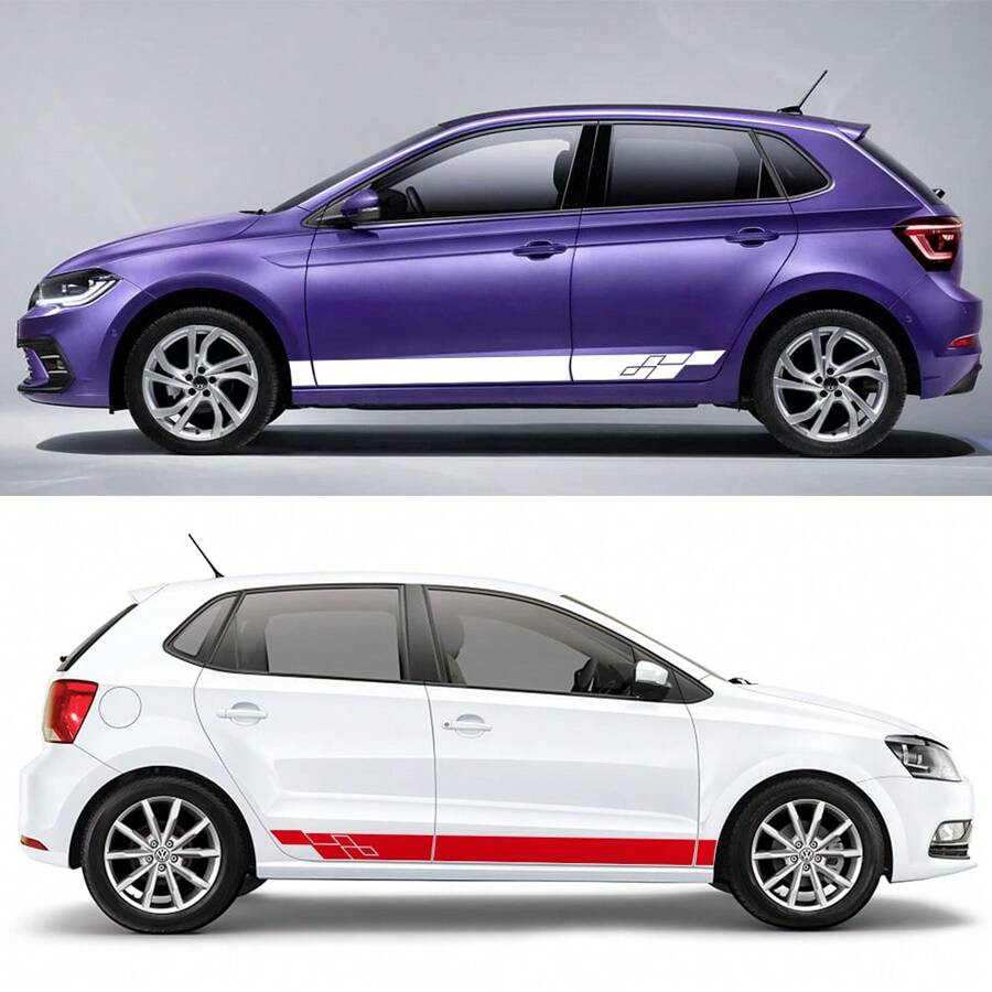 2Pcs Car Door Side Racing Stripes Style Stickers For VW GOLF 8 7 6 5 4 ...