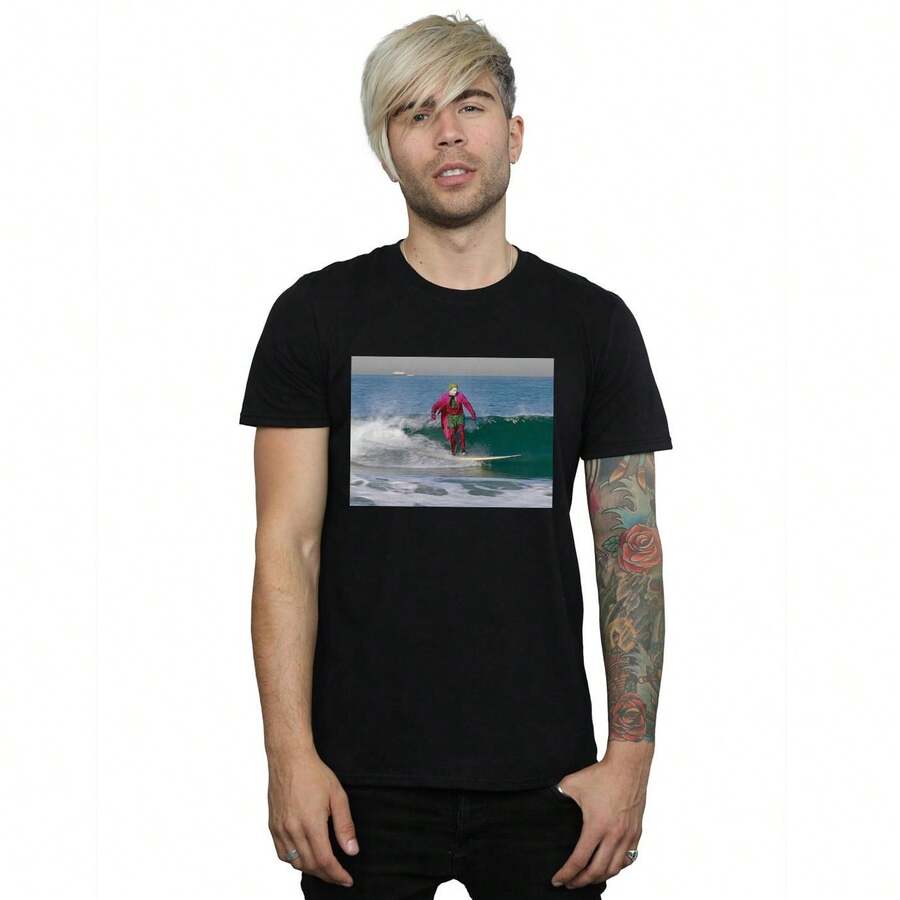 DC Comics Mens Batman TV Series Joker Surfing T-Shirt (Black) | SHEIN USA
