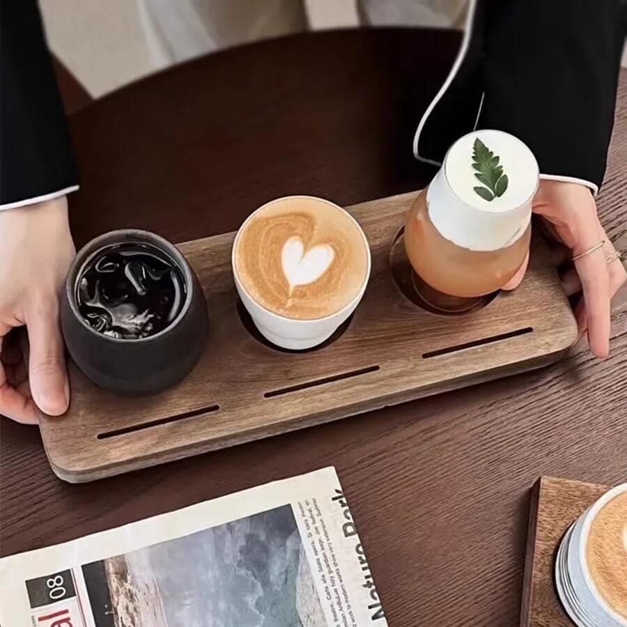 Three-Hole Coffee Cocktail Tasting Cup Holder, Table Top Tray For ...