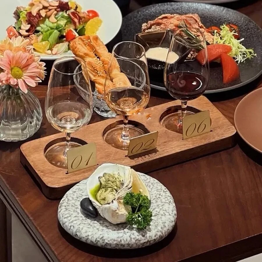 Three-Hole Coffee Cocktail Tasting Cup Holder, Table Top Tray For ...