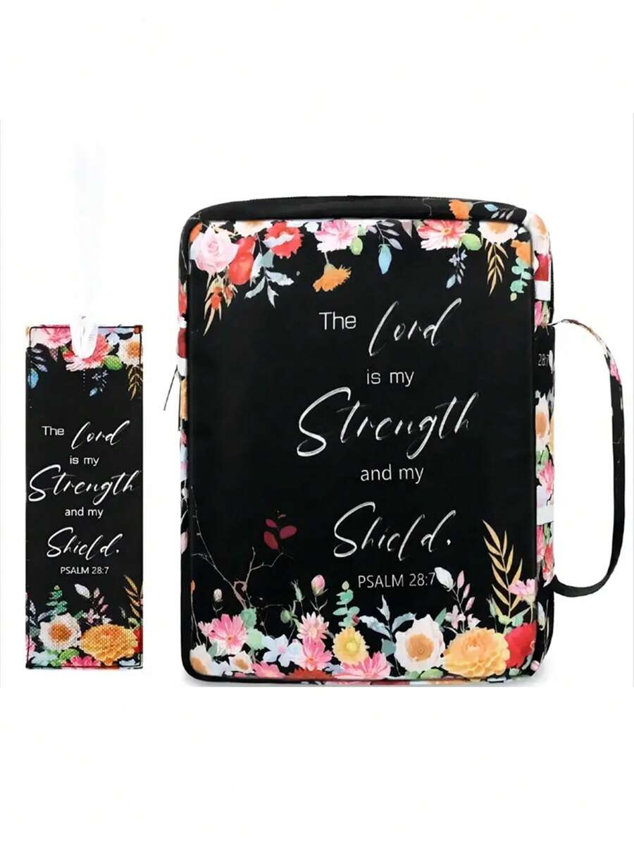 Bible Cover Floral Bible Case With Handle And Zippered Back Pocket 10 ...
