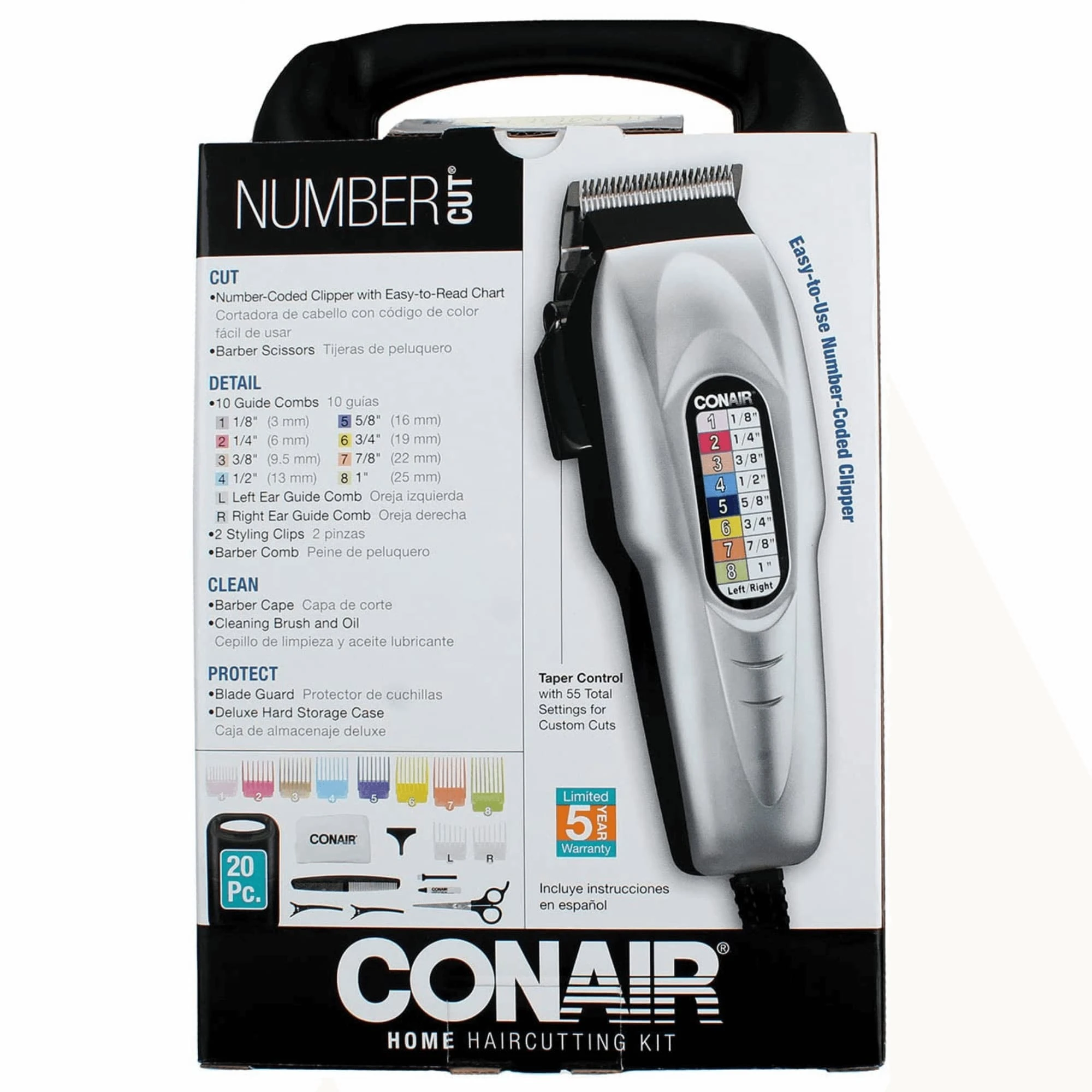 Conair 20-Piece Color-Coded Adjustable Clipper Haircut Kit With 10 Comb Attachments | SHEIN USA