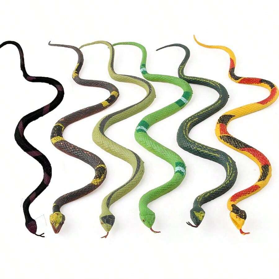 6 Pieces Realistic Rubber Snakes Set - Assorted Colorful Fake Snake ...