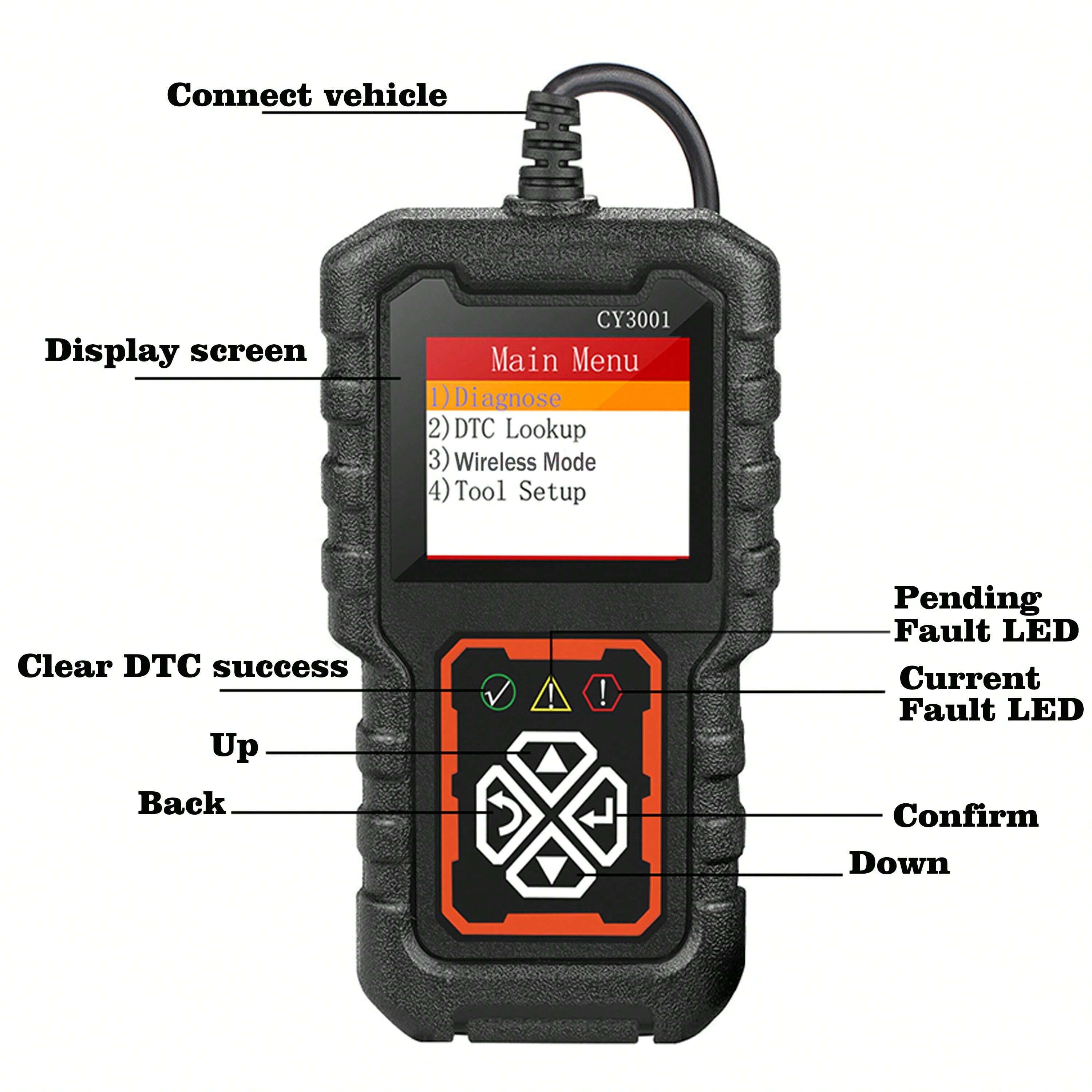 CY3001 Professional Automotive Diagnostic Scanner Tool - OBD2 & CAN Bus ...
