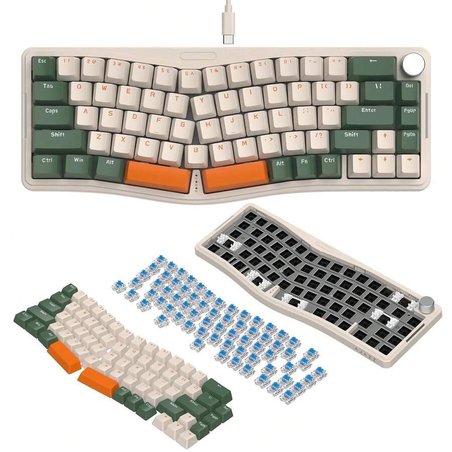 ATTACK SHARK AKS068 Wired Mechanical Gaming Keyboard 65% Alice Layout ...