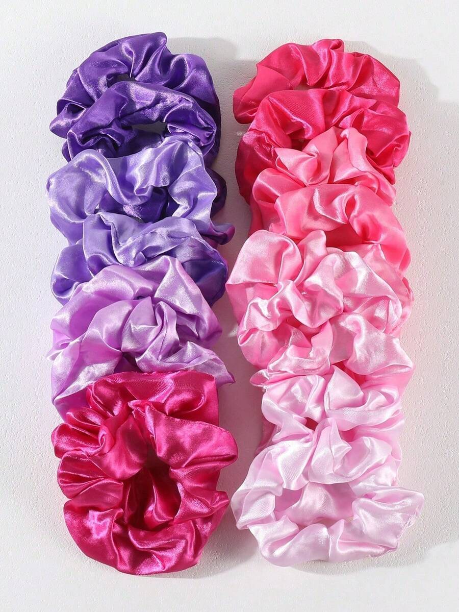 30 Pcs Random Color Satin Scrunchies Hair Ties For Girls, Elastic Hair ...