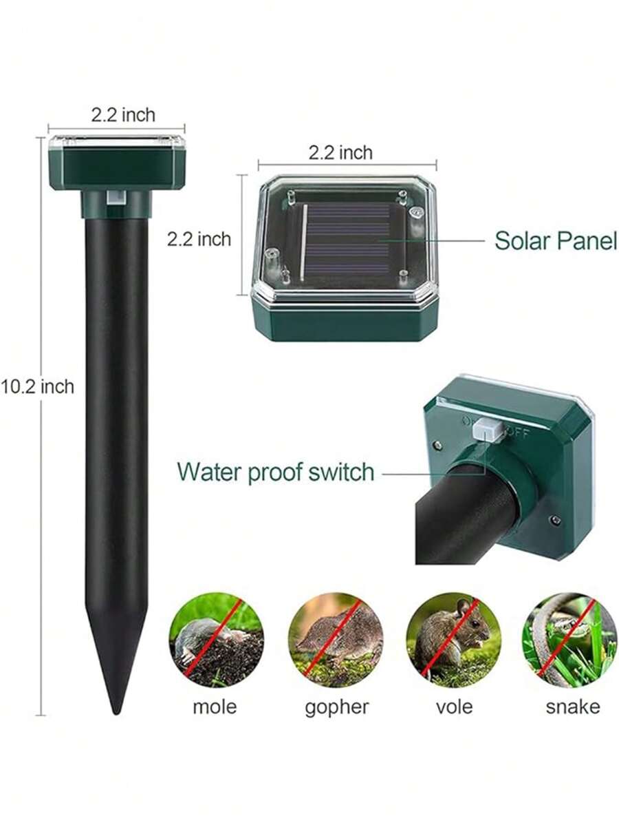 Mole Repellent For Lawns Outdoor, Solar Powered Mole Traps Snake Gopher ...