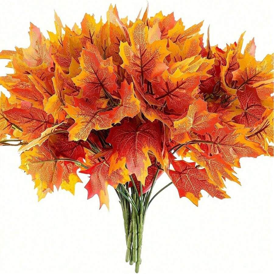 Artificial Maple Leaves Branches Faux Fall Fake Autumn Leaves For ...